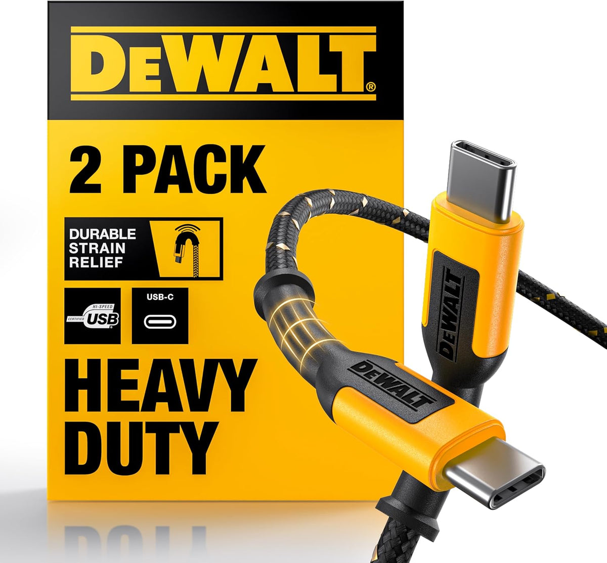 DEWALT 2-Pack 6ft 60W USB-C Cables — Cyberguys